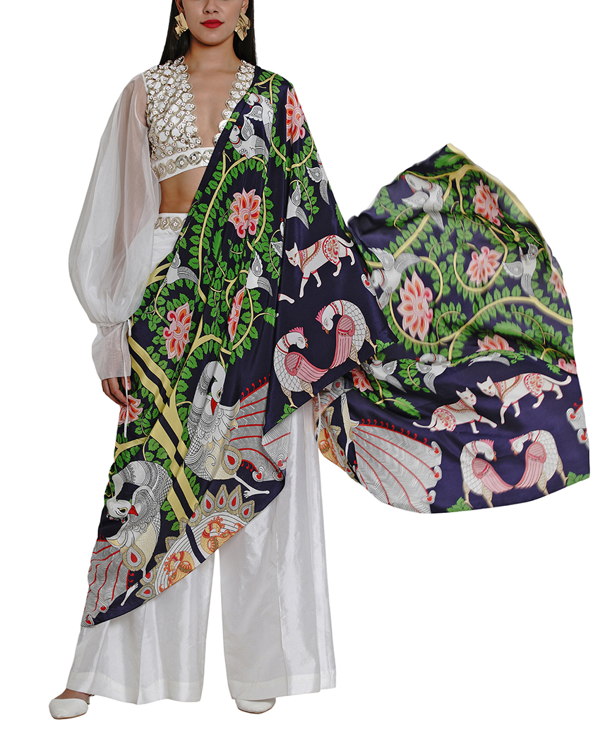 Embroidered Pre-draped Trouser Sari - Limerickstore