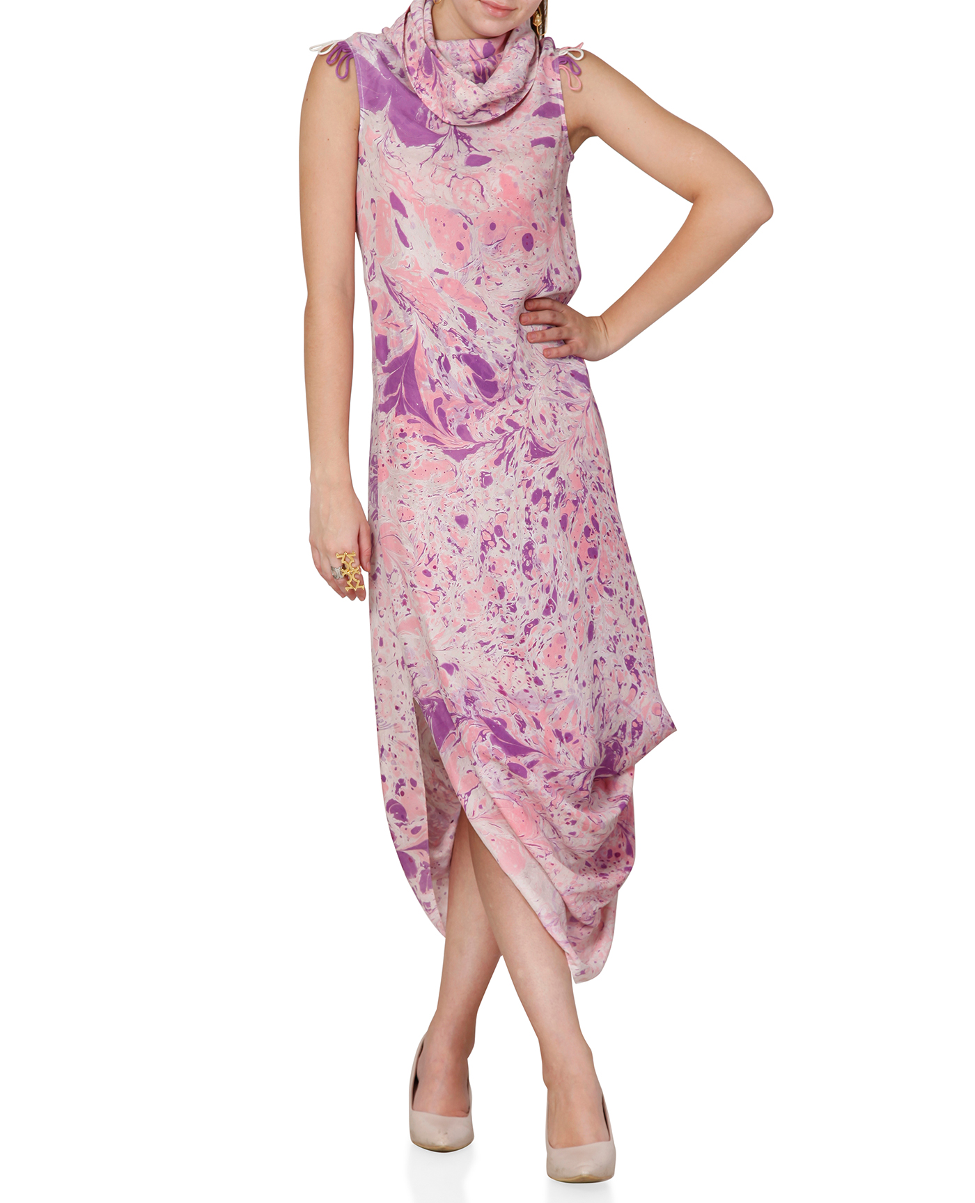 Printed Draped Dress - Limerickstore