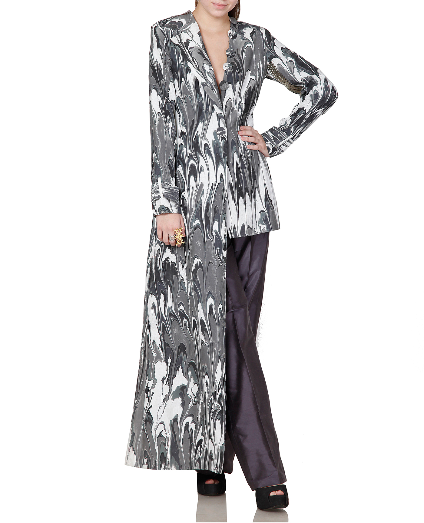 Asymmetrical Embroidered Jacket - Limerickstore