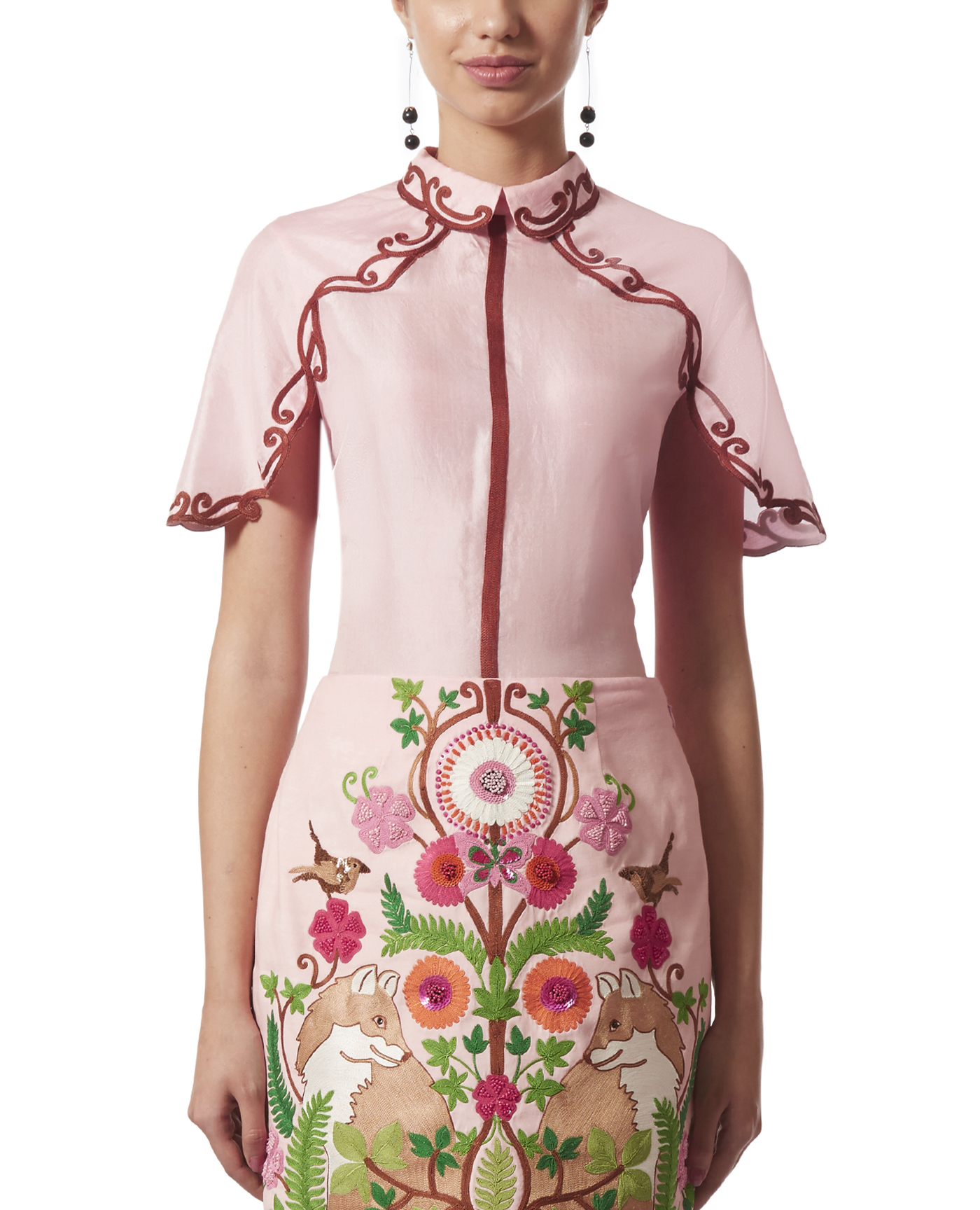 Embroidered Cape Sleeves Shirt - Limerickstore