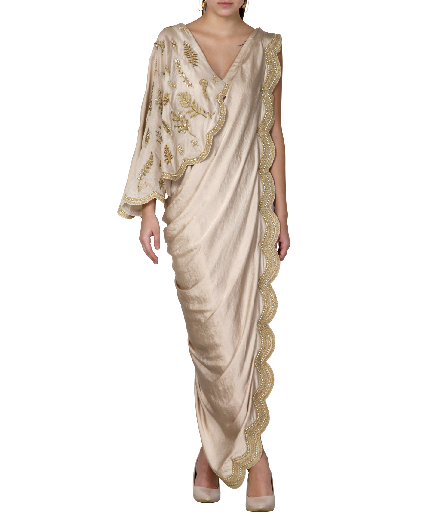 Embroidered Pre-draped Sari - Limerickstore