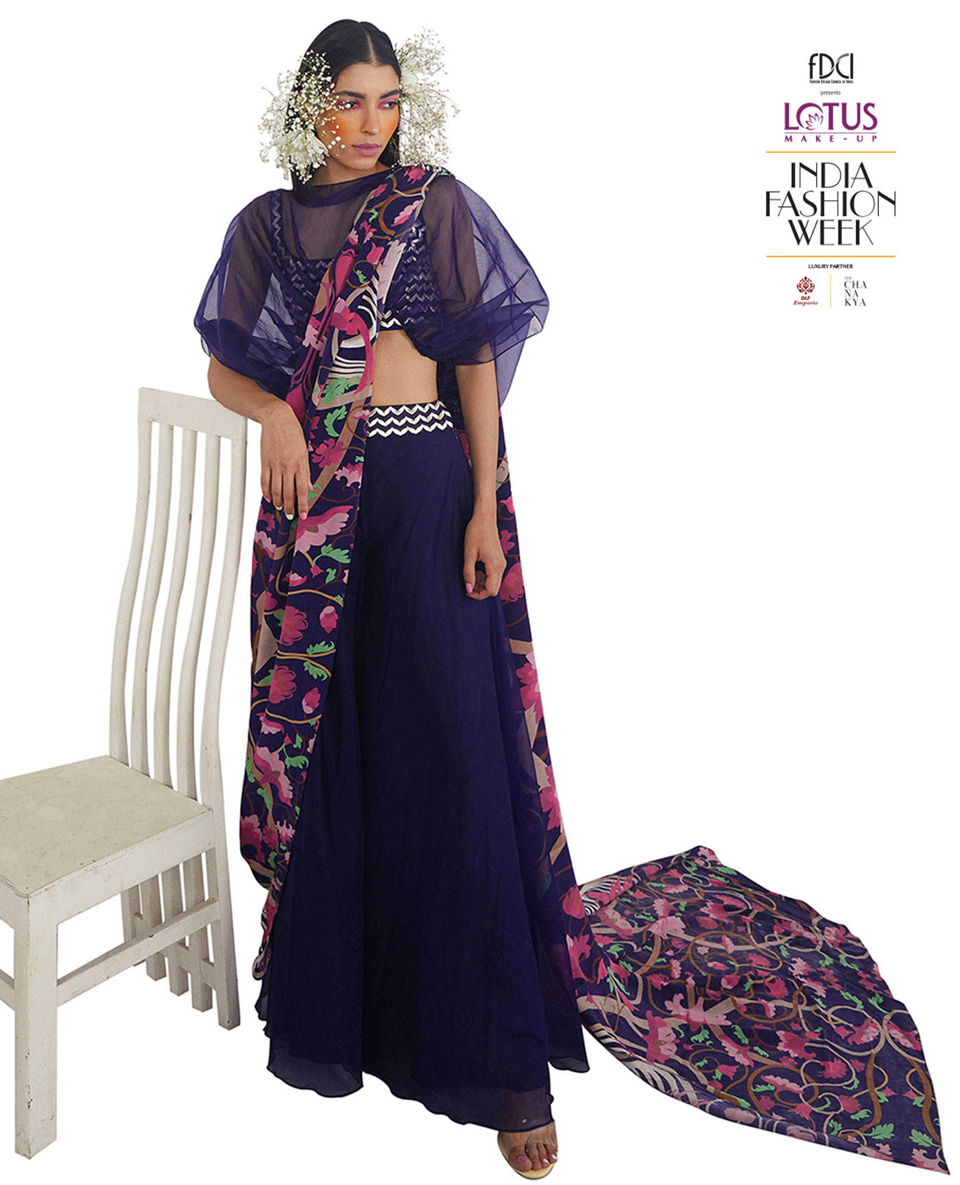 Embroidered Pre-draped Trouser Sari - Limerickstore