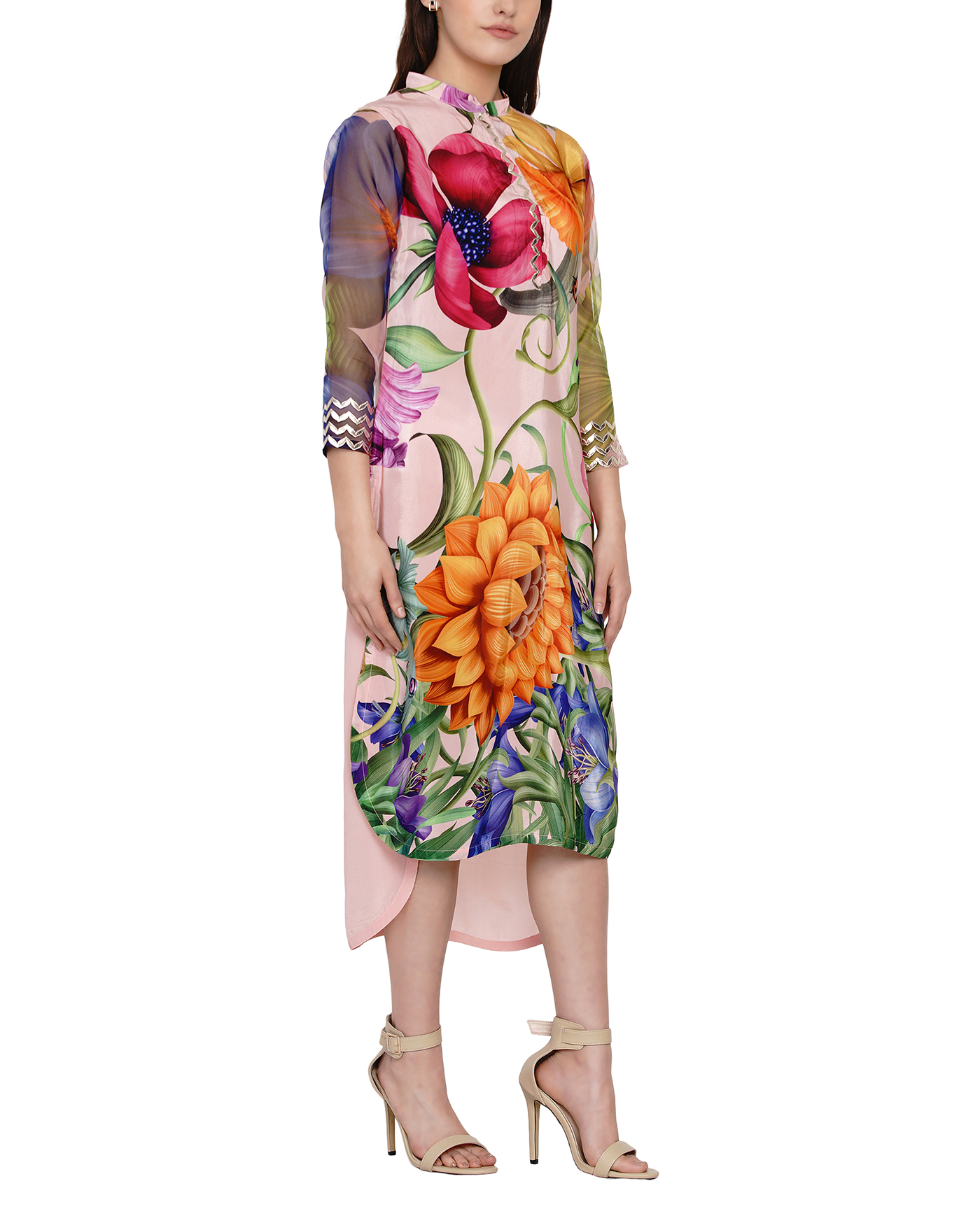 Embroidered Printed High Low Tunic - Limerickstore